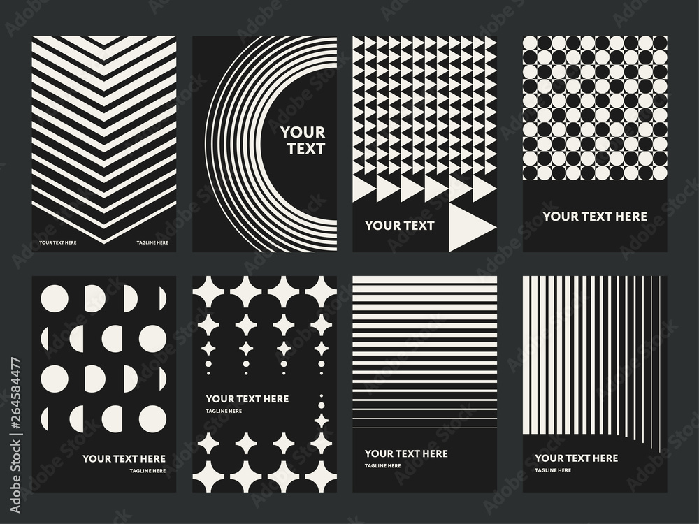 Geometric Abstract Shapes Modern Poster Template Set Monochrome