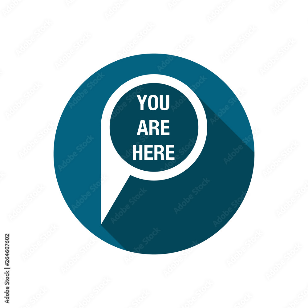 You are here. map pointer icon. GPS location symbol. Flat design style ...