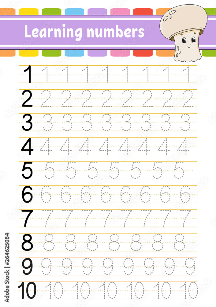 Learning numbers for kids. Handwriting practice. Education developing ...