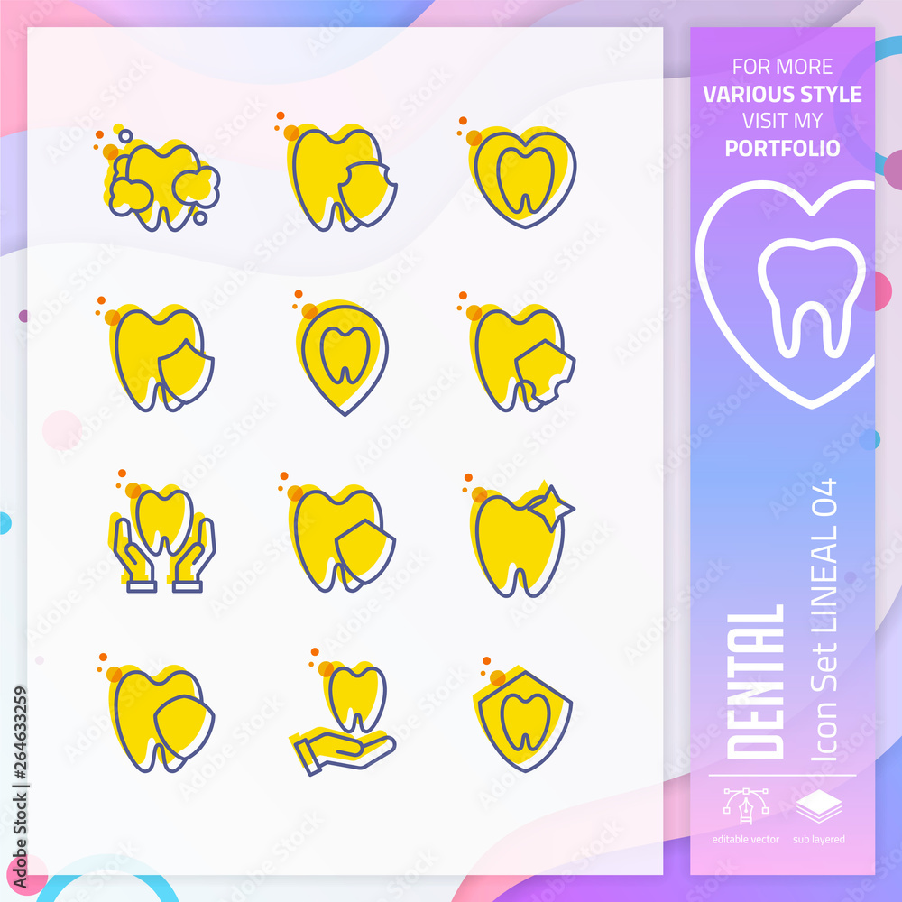 Dental icon set with lineal style for dental clinic. Healthcare icon ...
