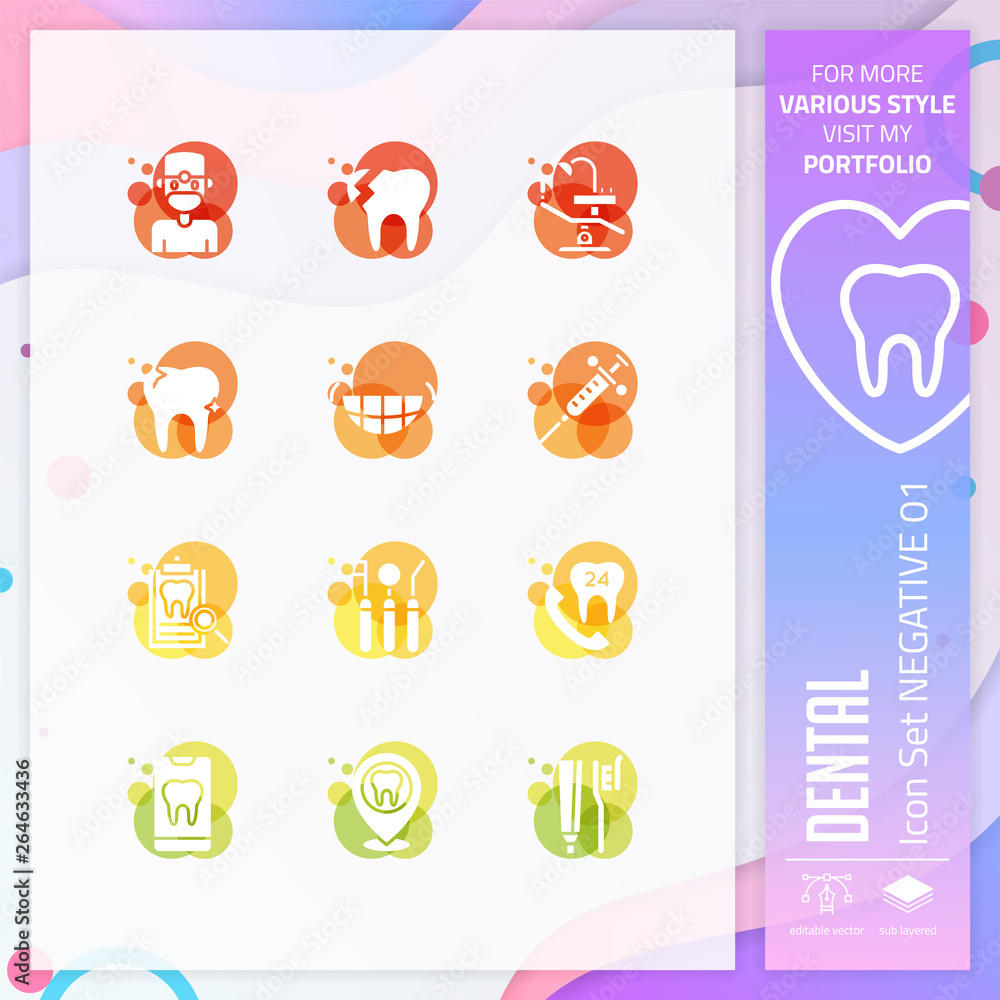 Dental icon set with glyph style for dental clinic. Healthcare icon ...