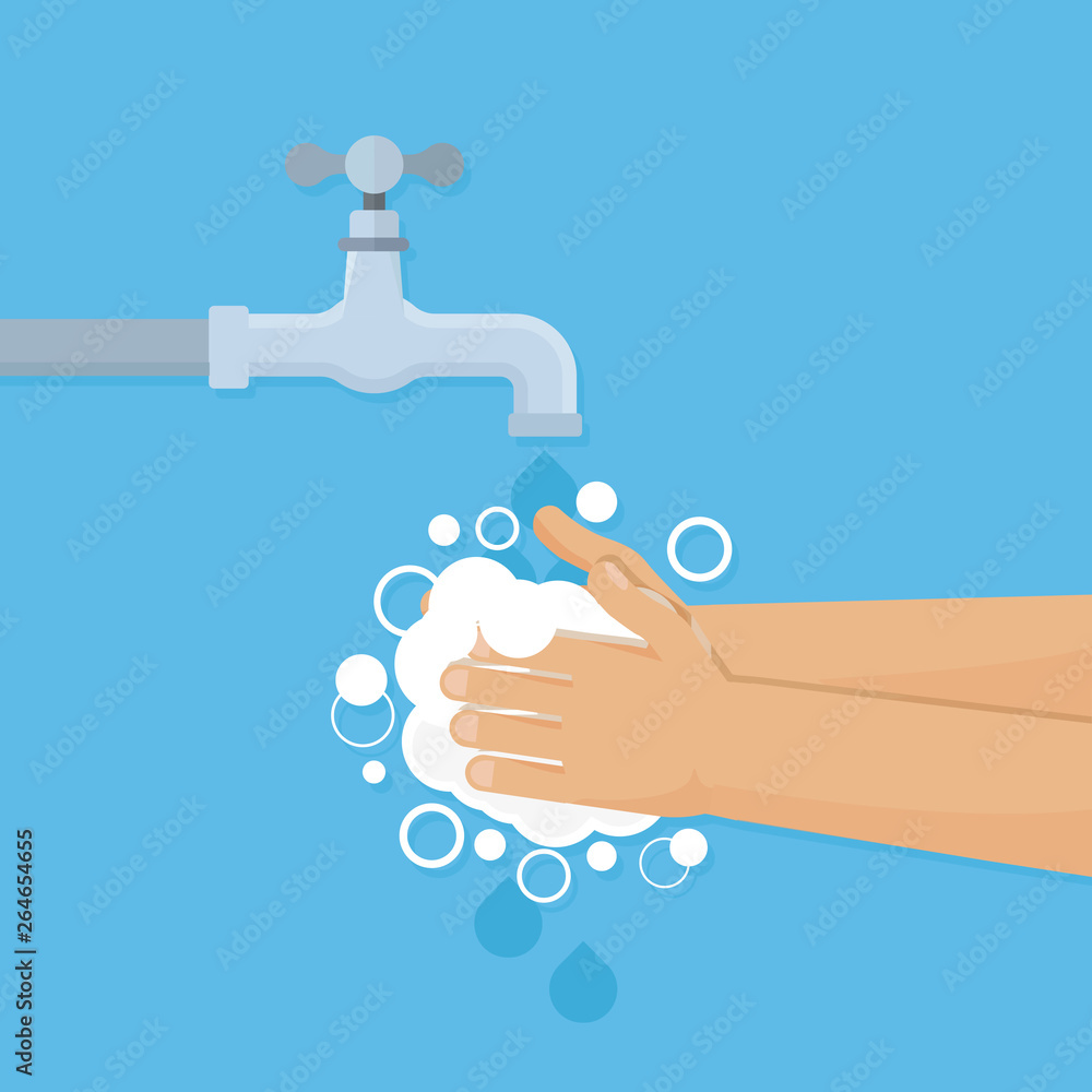 Washing hand vector flat icon Stock Vector | Adobe Stock
