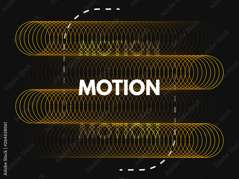Motion design. Minimal concept with color circles and dashed lines ...