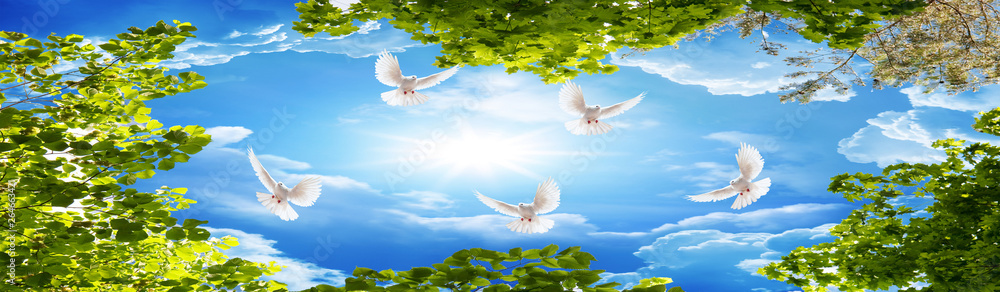 sky and clouds nature ceiling design Stock Illustration | Adobe Stock