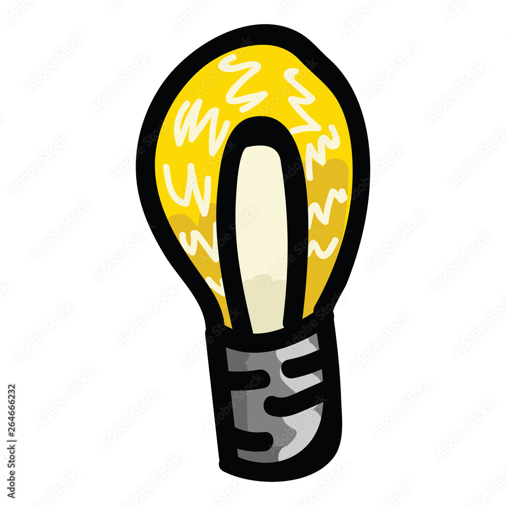Cute lightbulb cartoon vector illustration motif set. Hand drawn ...