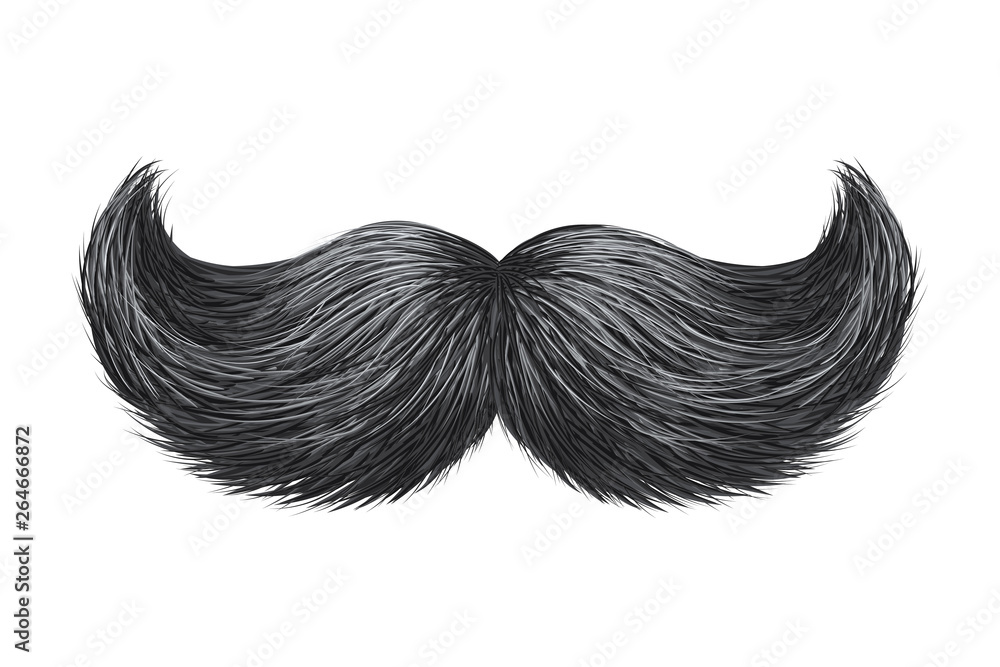 Realistic shine, effulgence vintage classic retro mustache isolated ...