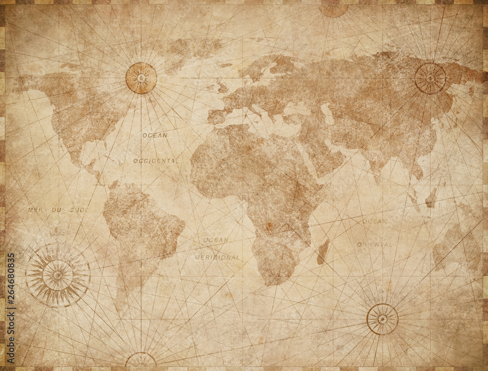 Vintage old world map illustration Stock Illustration | Adobe Stock