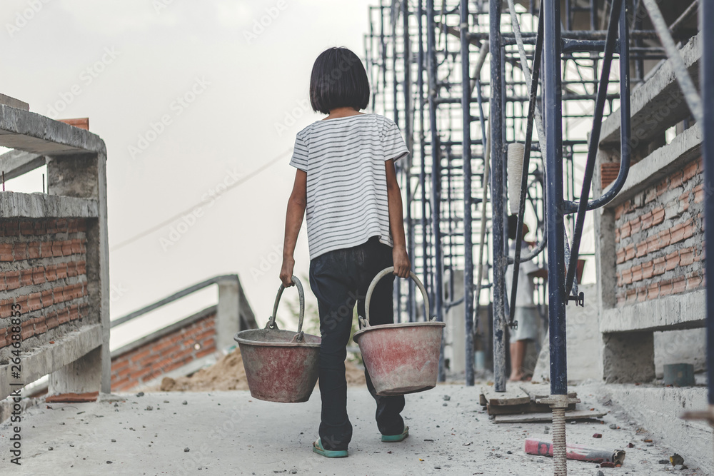 Children working at construction site for world day against child ...