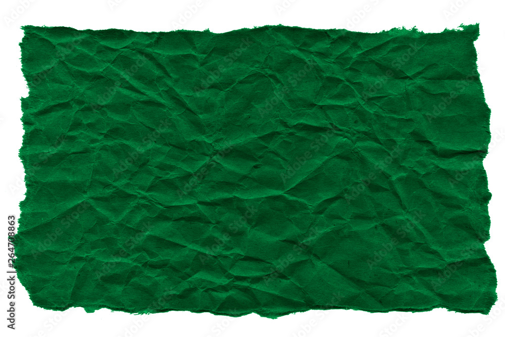 Scraps of dark green paper on a white background. Isolated on white ...