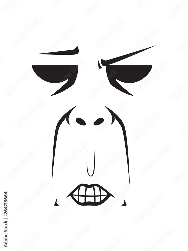 Long Face Expression - Gnashing teeth. Isolated Vector Illustration ...