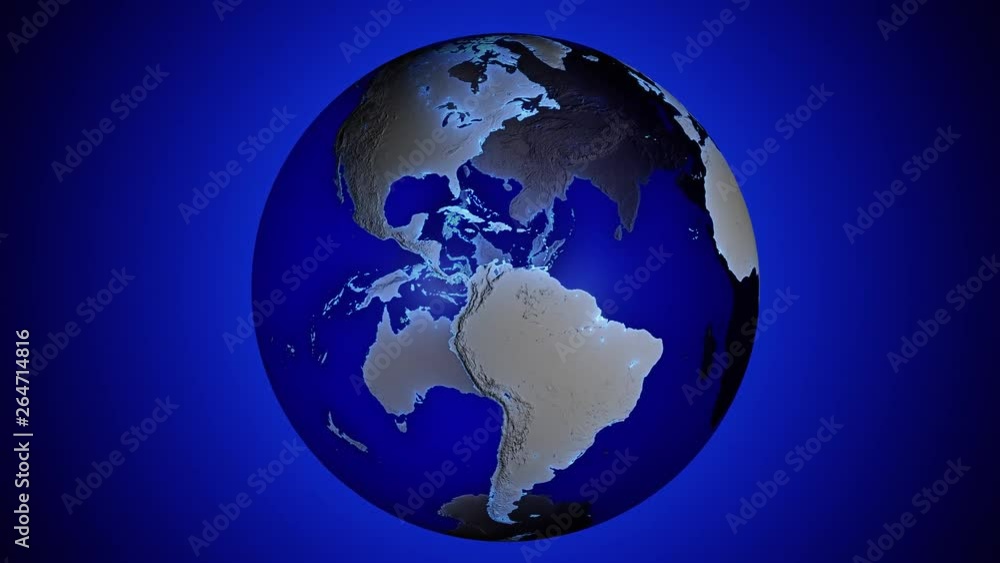 Blue transparent 3d animated earth showing the borders of the country ...