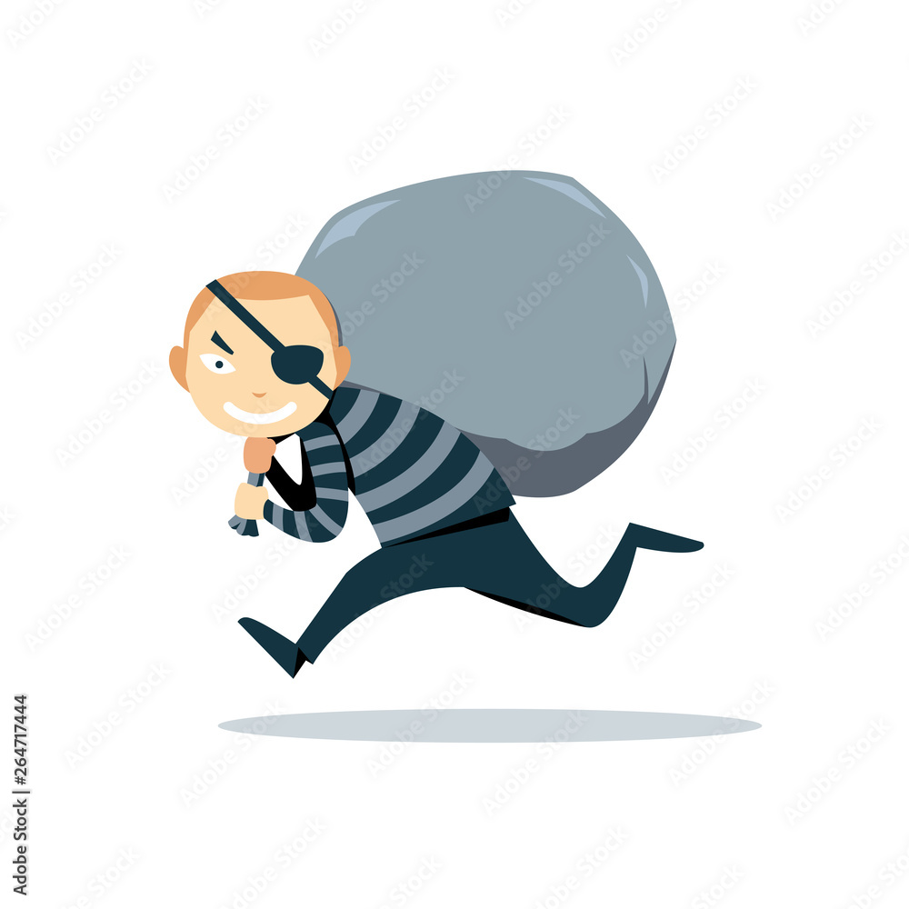 The Kidnapper with the eye patch. Isolated Vector Illustration Stock ...