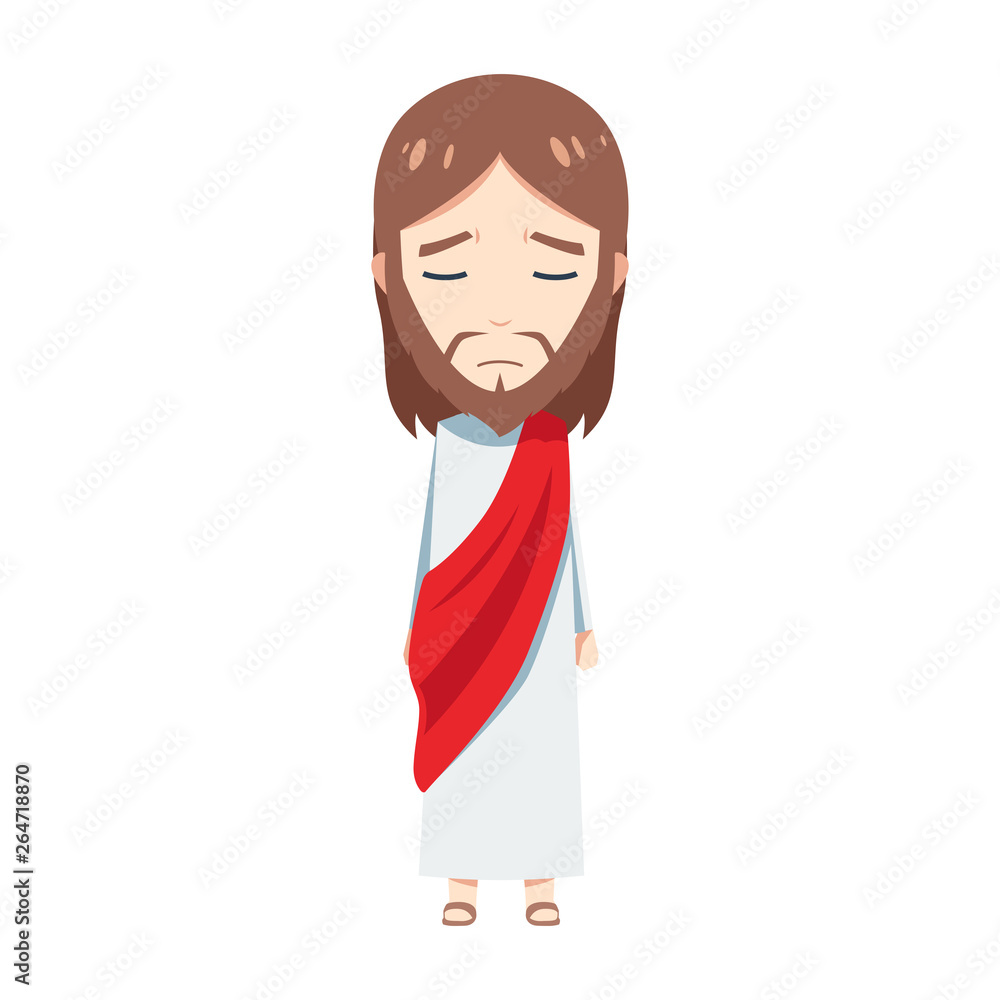 Cute Jesus is feeling sad. Isolated Vector illustration Stock Vector ...