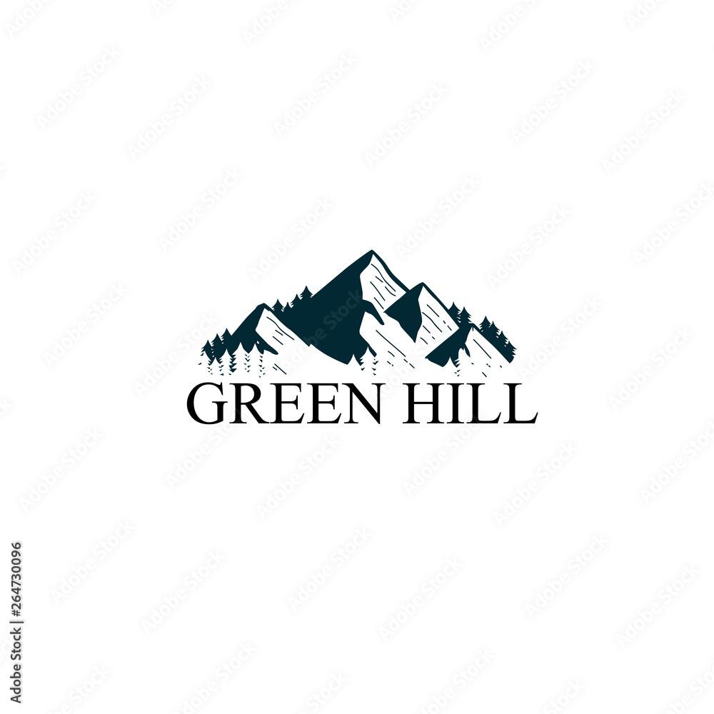 green hill logo icon with mountain logo illustration Stock Illustration ...