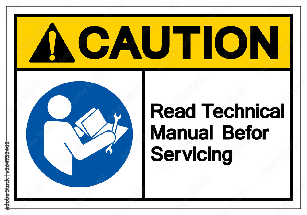 Caution Read Technical Manual Before Servicing Symbol Sign, Vector ...