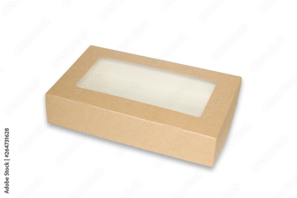 Box brown window Square shape cut out Packaging template, Empty kraft ...