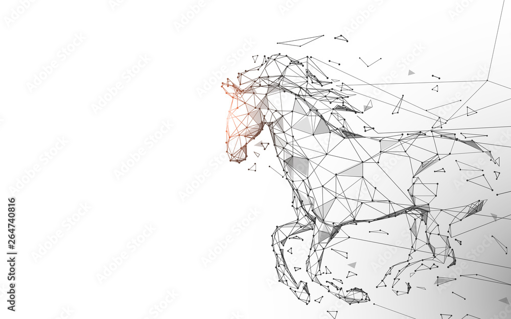 Horse run gallop from lines, triangles and particle style design. Illustration vector Stock ...