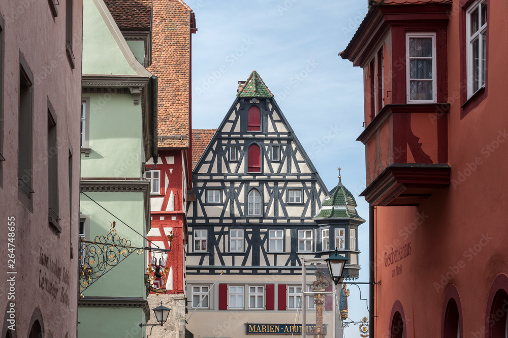ROTHENBURG OB DER TAUBER, GERMANY - MARCH 05, 2018: Historic colorful ...