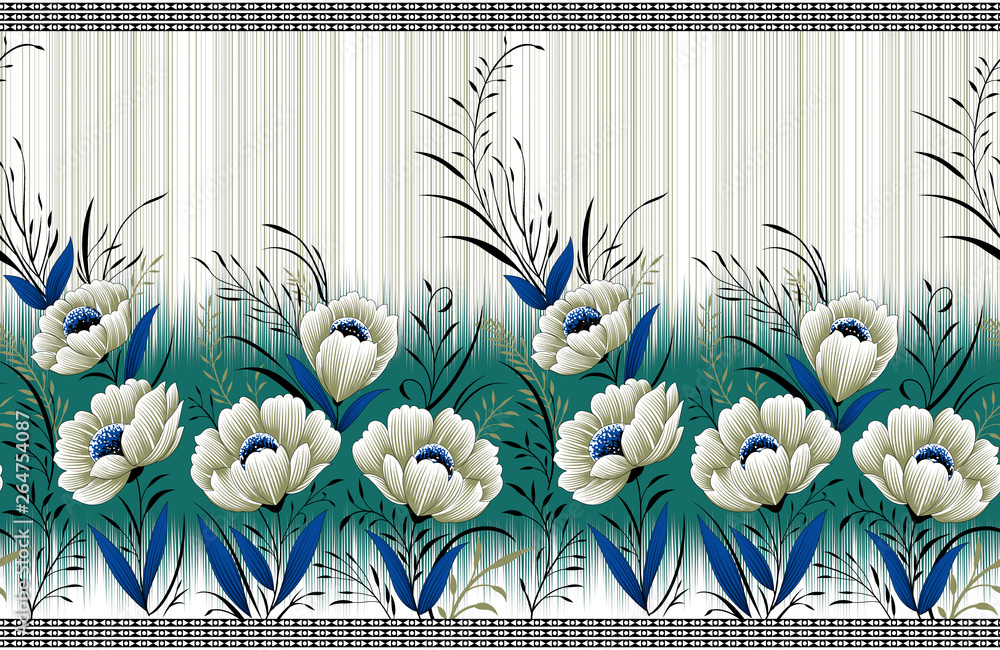 Seamless traditional indian textile floral border Stock Illustration ...