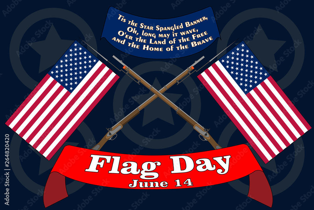 Flag Day banner. Poster for June 14 Birthday of American Stars and ...