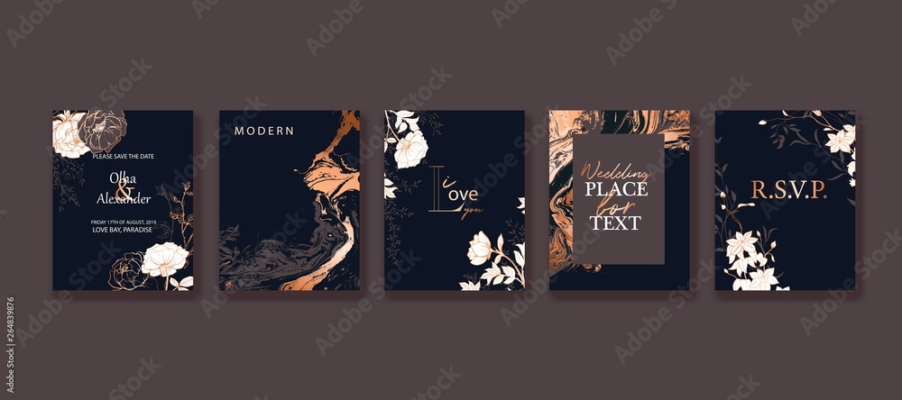 Floral frame design. Wedding invitation arrangement. Botanical ...