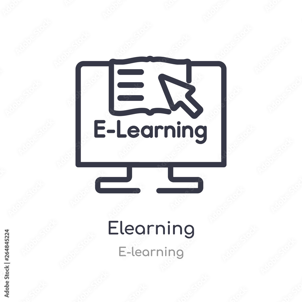 elearning outline icon. isolated line vector illustration from e ...