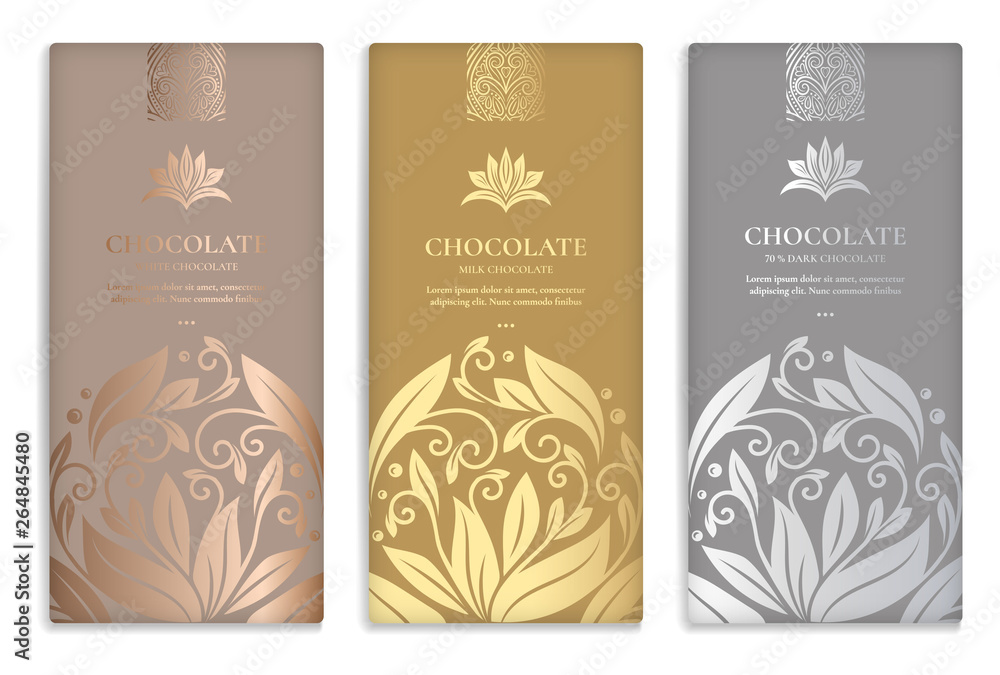 Luxury golden packaging design of chocolate bars. Vintage vector ...