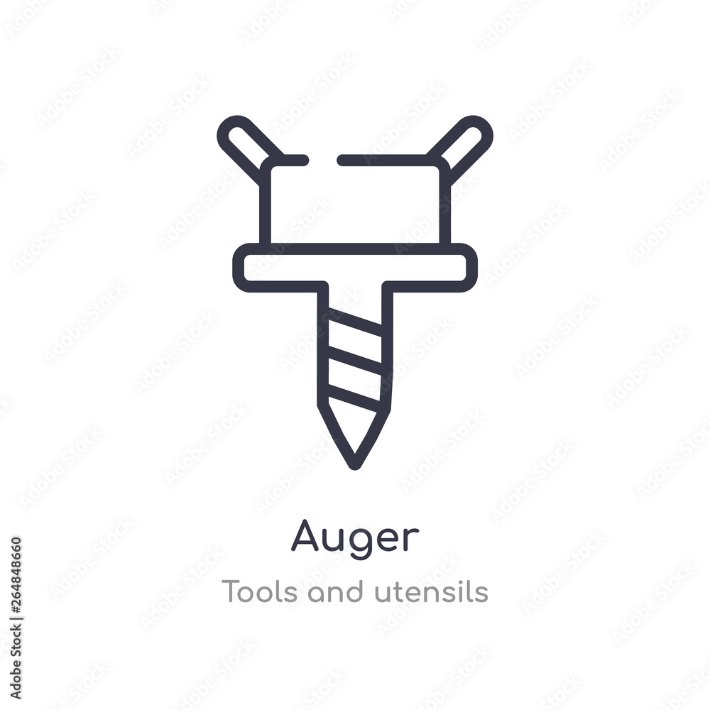 auger outline icon. isolated line vector illustration from tools and ...