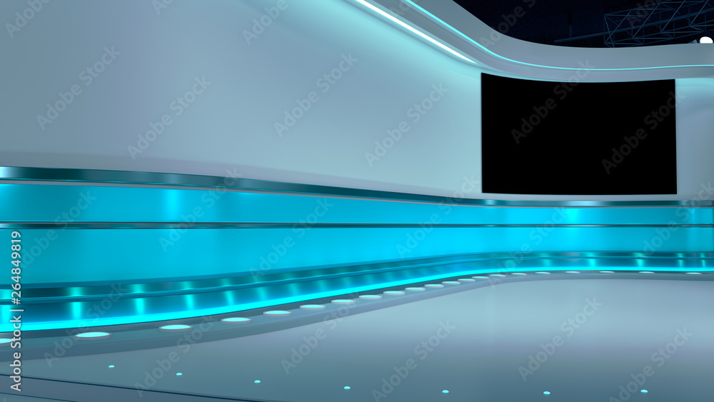 TV Virtual Studio background 3d rendering Stock Illustration | Adobe Stock