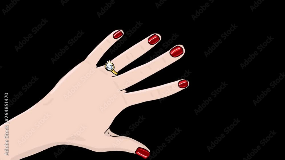 Cute hand drawn animation of a woman showing off her new engagement ...