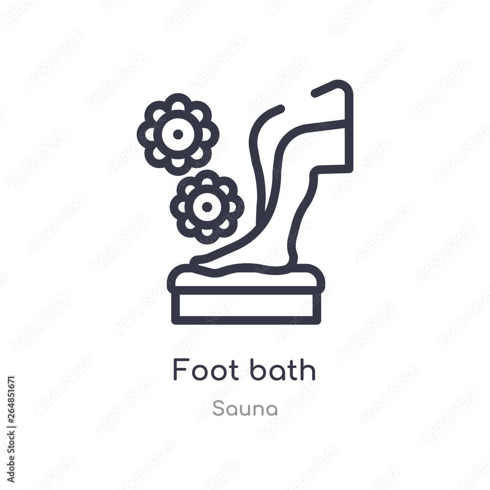 foot bath outline icon. isolated line vector illustration from sauna ...