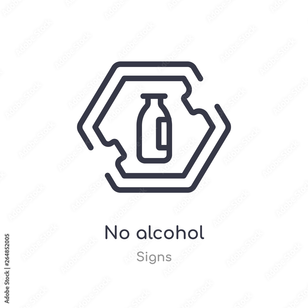 no alcohol outline icon. isolated line vector illustration from signs ...