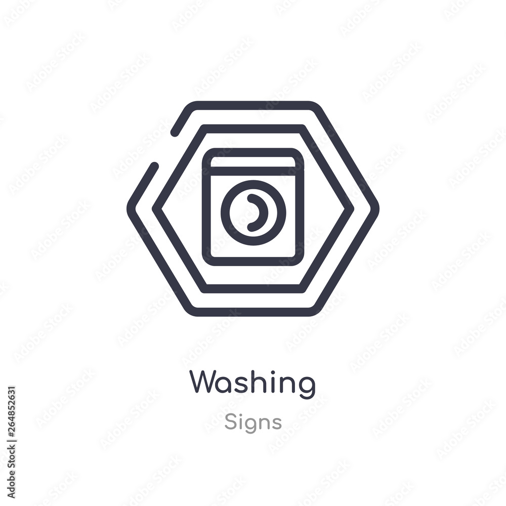 washing outline icon. isolated line vector illustration from signs ...