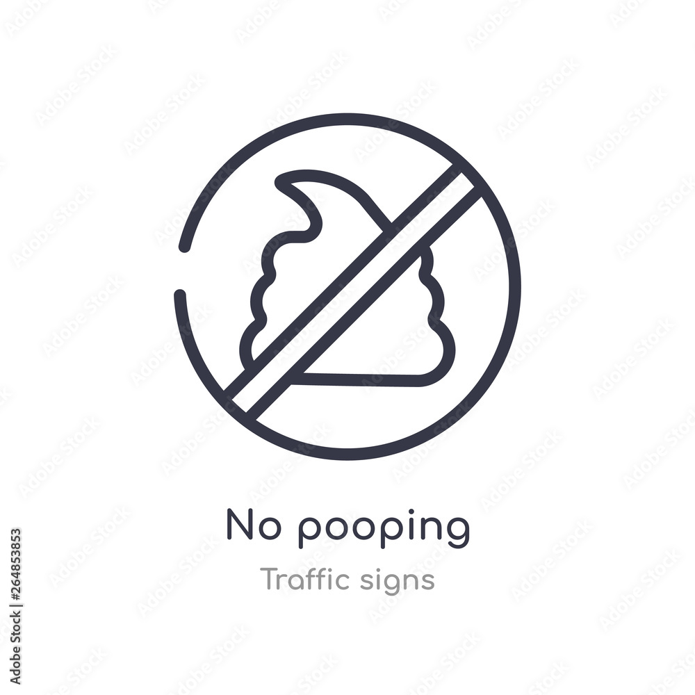 no pooping outline icon. isolated line vector illustration from traffic ...