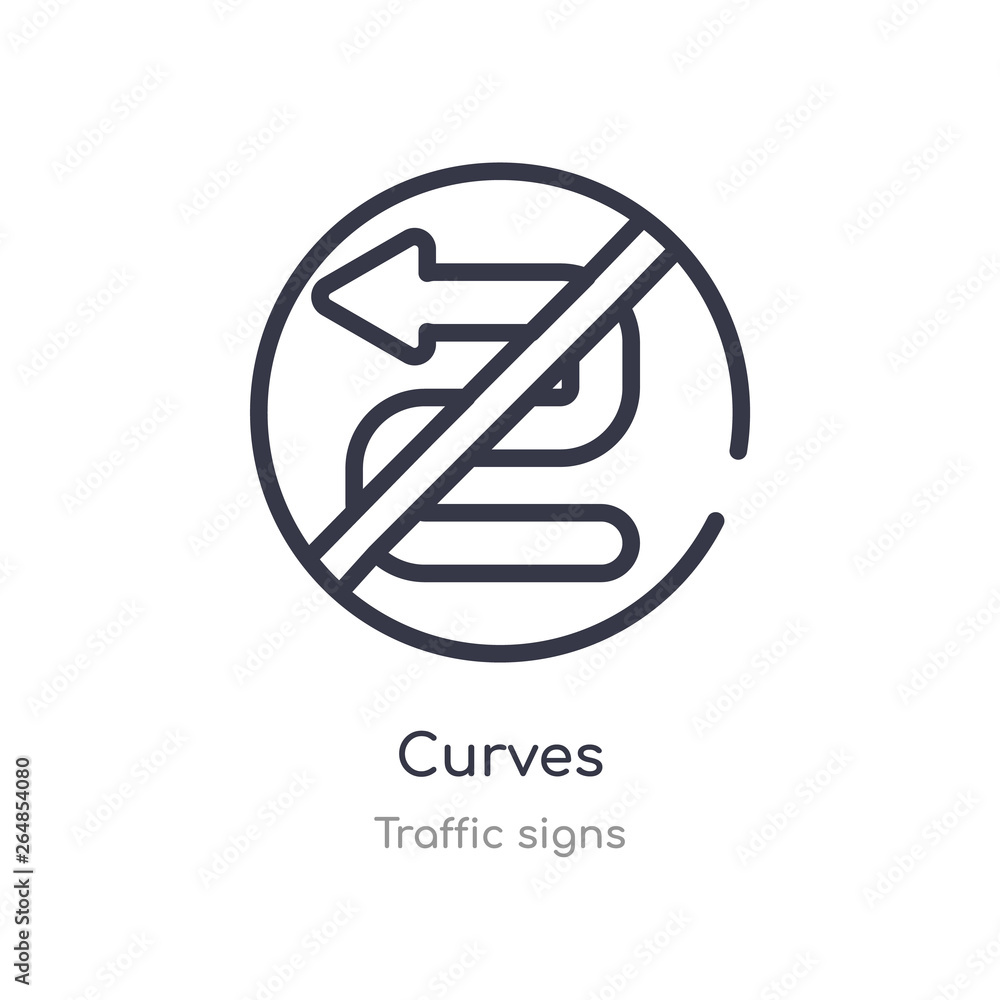 curves outline icon. isolated line vector illustration from traffic ...