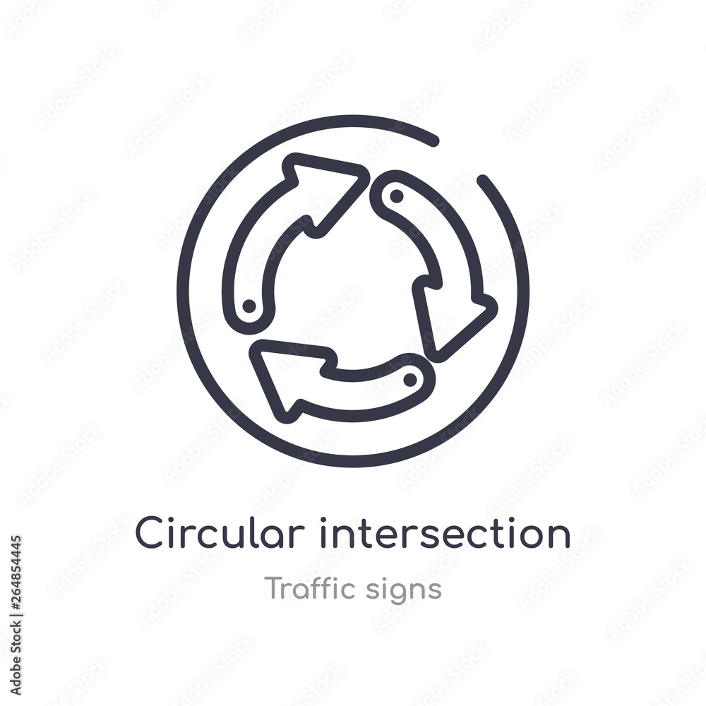 circular intersection outline icon. isolated line vector illustration ...