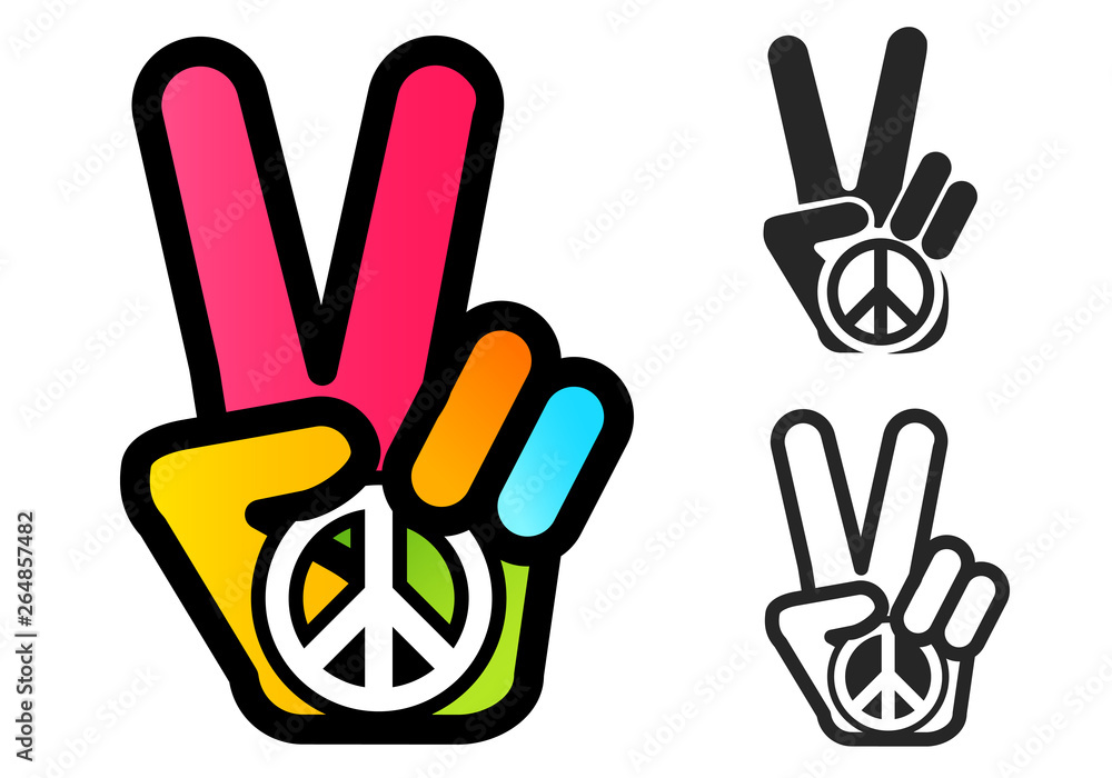 Hand and peace symbol Stock Vector | Adobe Stock