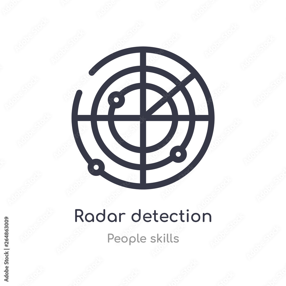 radar detection outline icon. isolated line vector illustration from people skills collection ...
