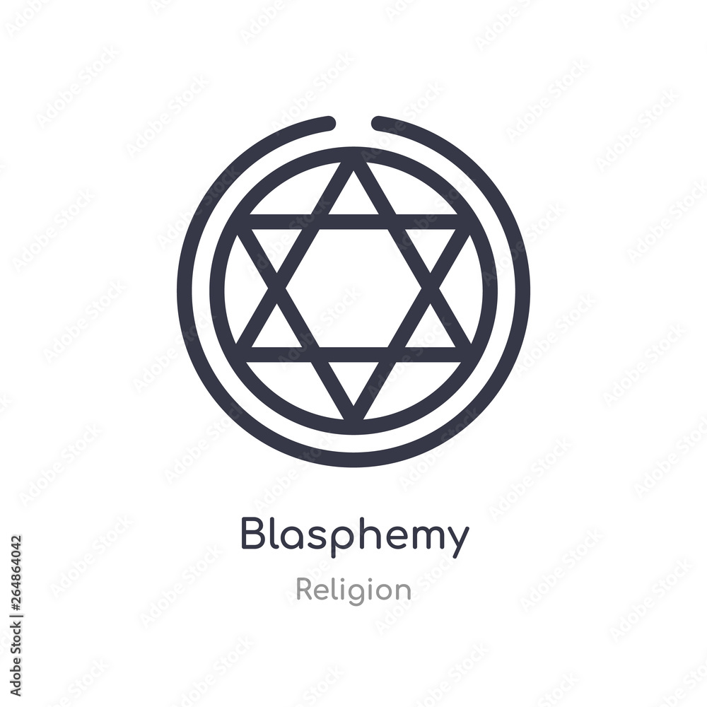 blasphemy outline icon. isolated line vector illustration from religion ...