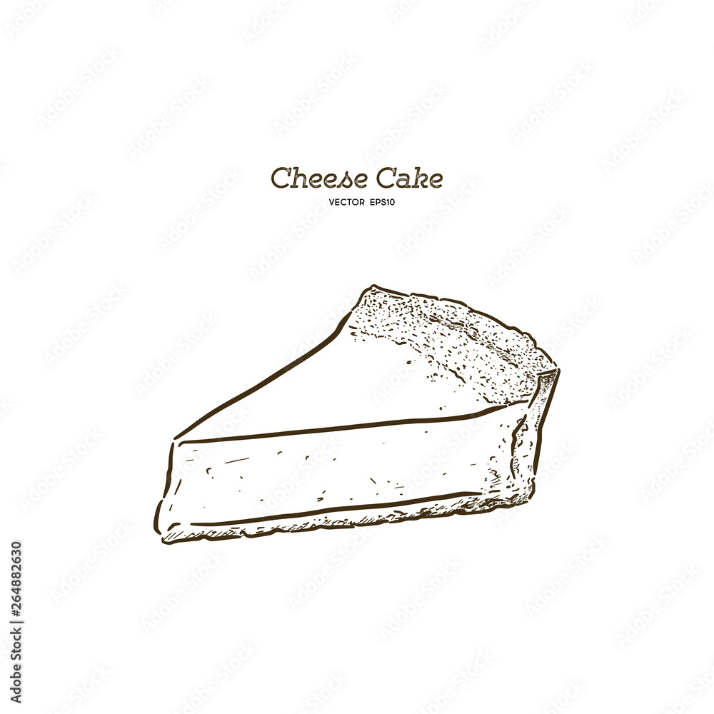 Classic Cheese Cake, hand draw sketch vector. Stock Vector | Adobe Stock