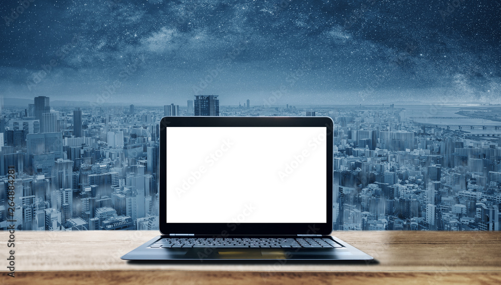 Laptop Computer Background. Computer laptop blank white screen on ...