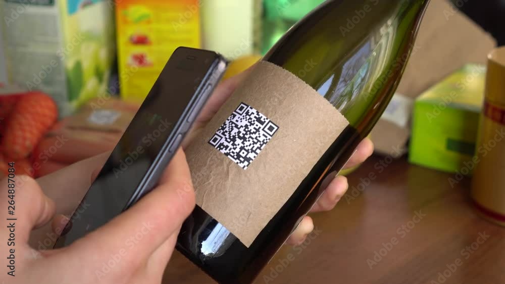 QR code on wine label with vintage specific information. Quick response ...