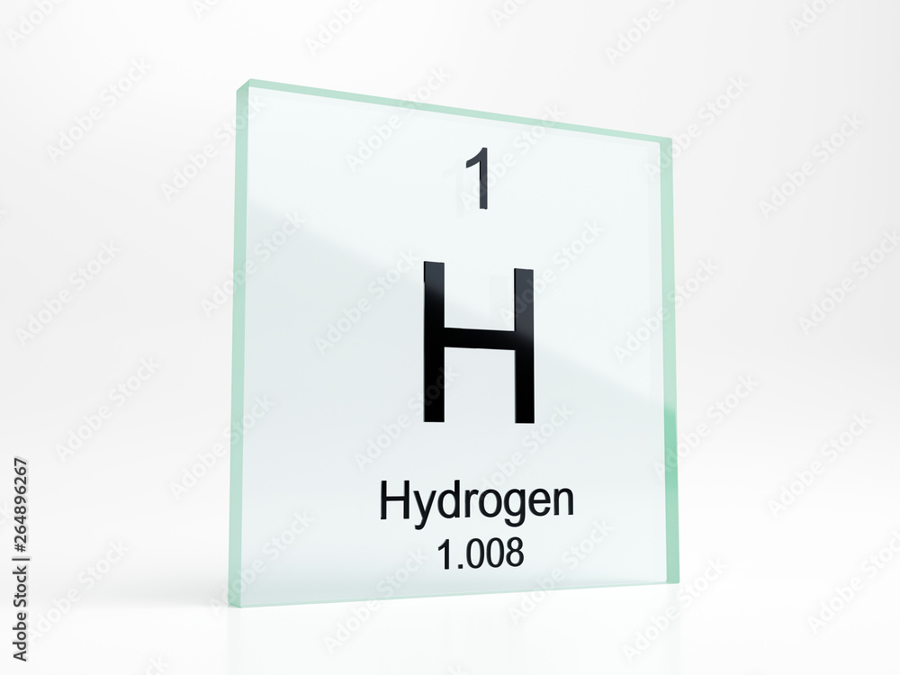 Hydrogen element symbol from periodic table on glass icon - realistic ...