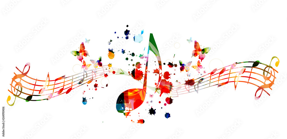 Music background with colorful music notes vector illustration design ...