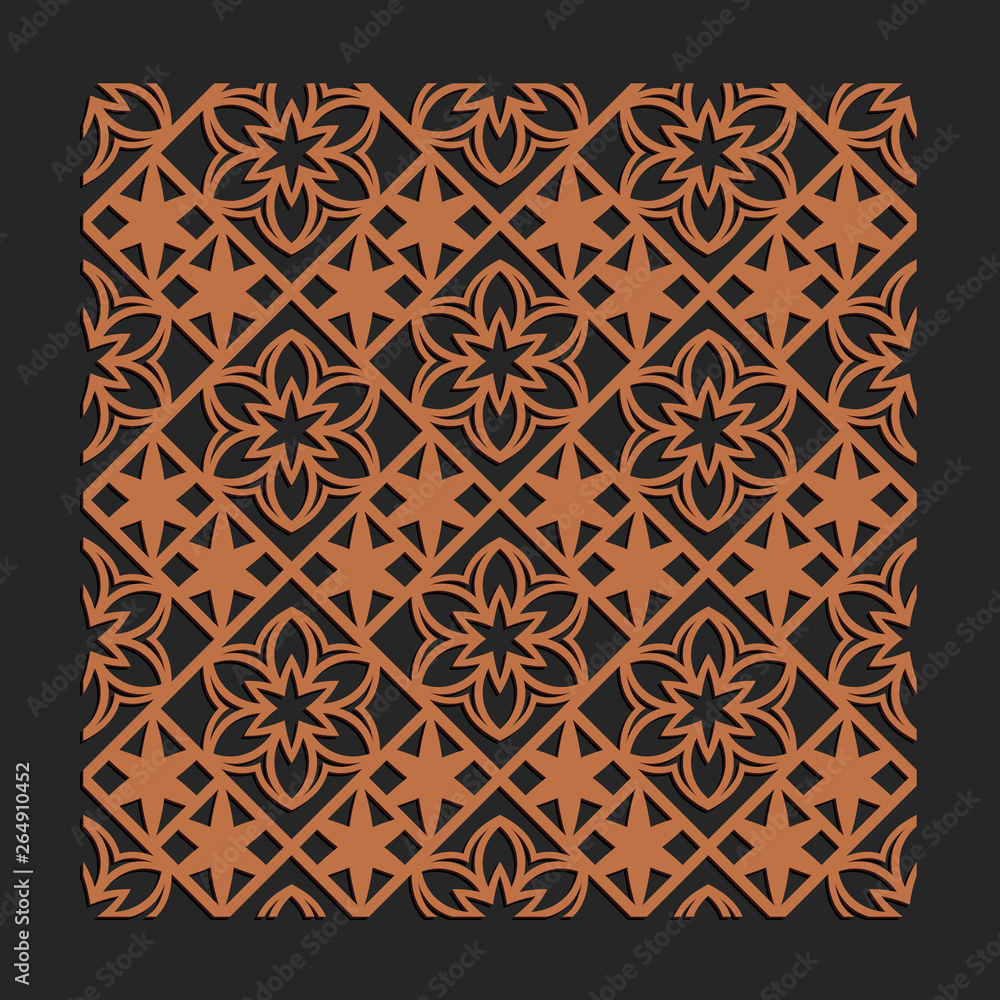 Laser cutting interior panel. Woodcut vector trellis design. Plywood ...