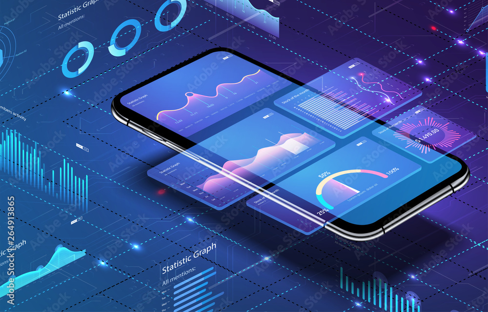 Modern flat vector illustration concept application of smartphone with ...