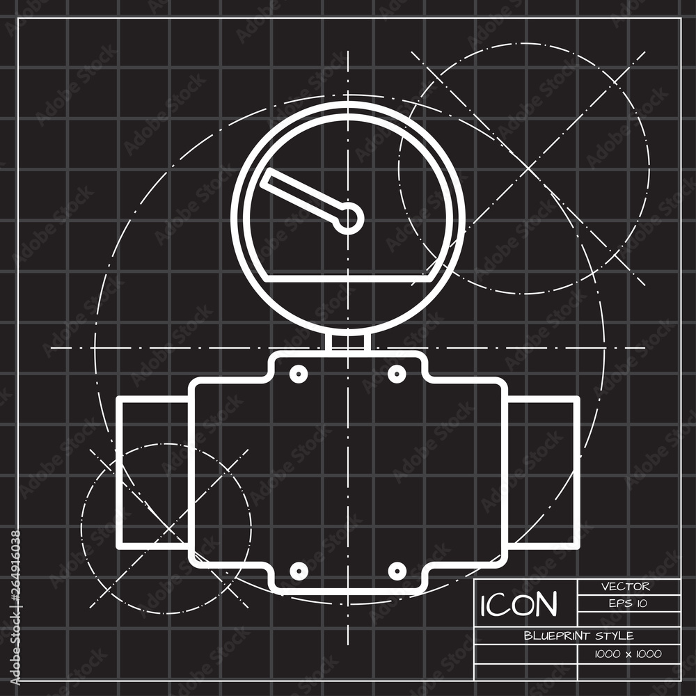 Pipe pressure measurement meter monitor illustration. Industrial valve ...