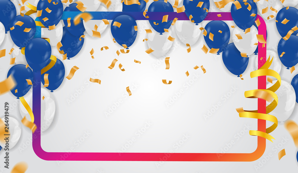 Birthday balloons template. Luxury shiny colorful balloons vector ...