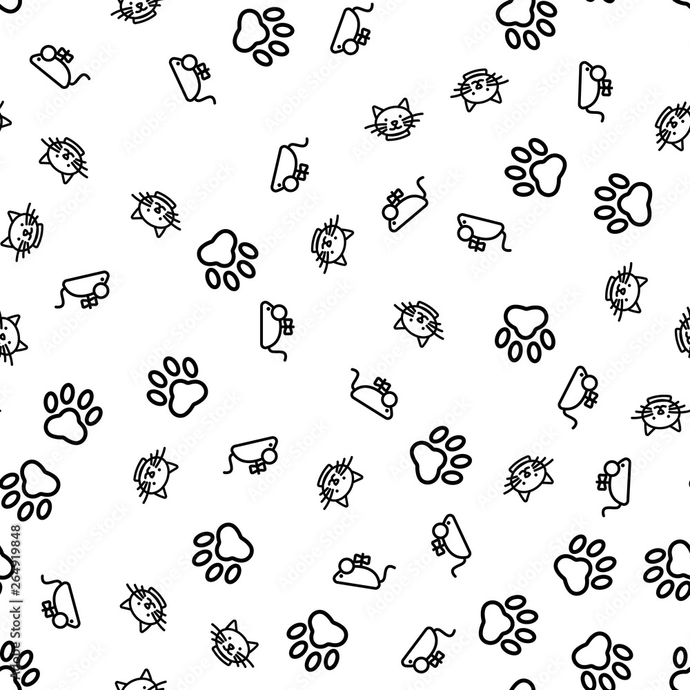 Funny Cat Animal Life Seamless Pattern Vector. Cute Pet Kitten ...