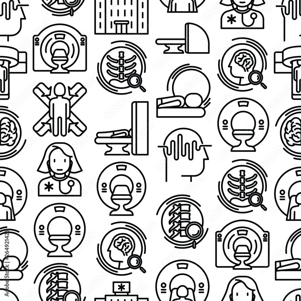 MRI diagnostics seamless pattern with thin line icons. Modern vector ...